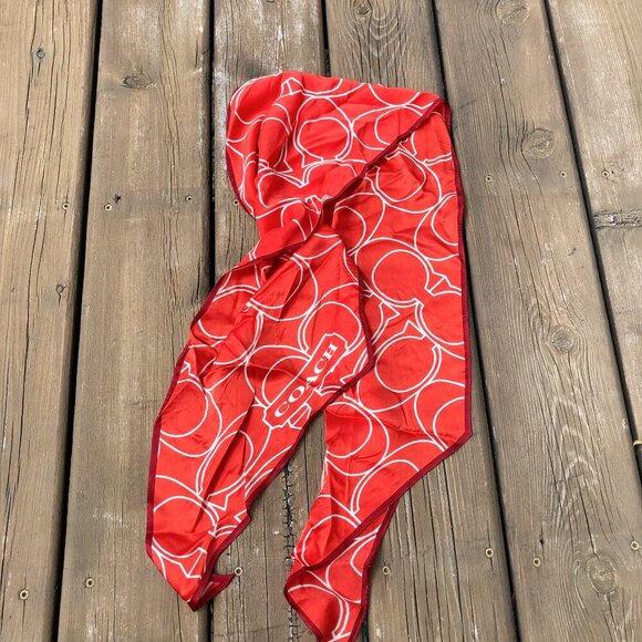 Coach | Accessories | Coach Signature Logo Silk Scarf Bandana Hair Wrap ...